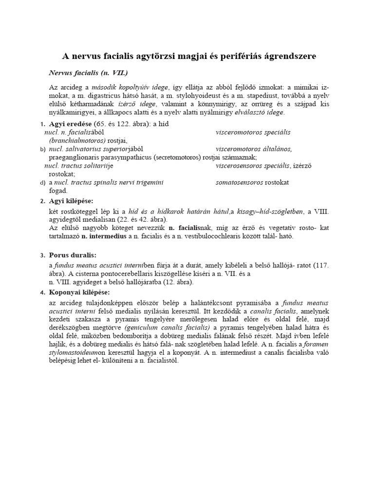 20 A Nervus Facialis Agytörzsi Magjai És Periféri - 250419 - 175417 | PDF