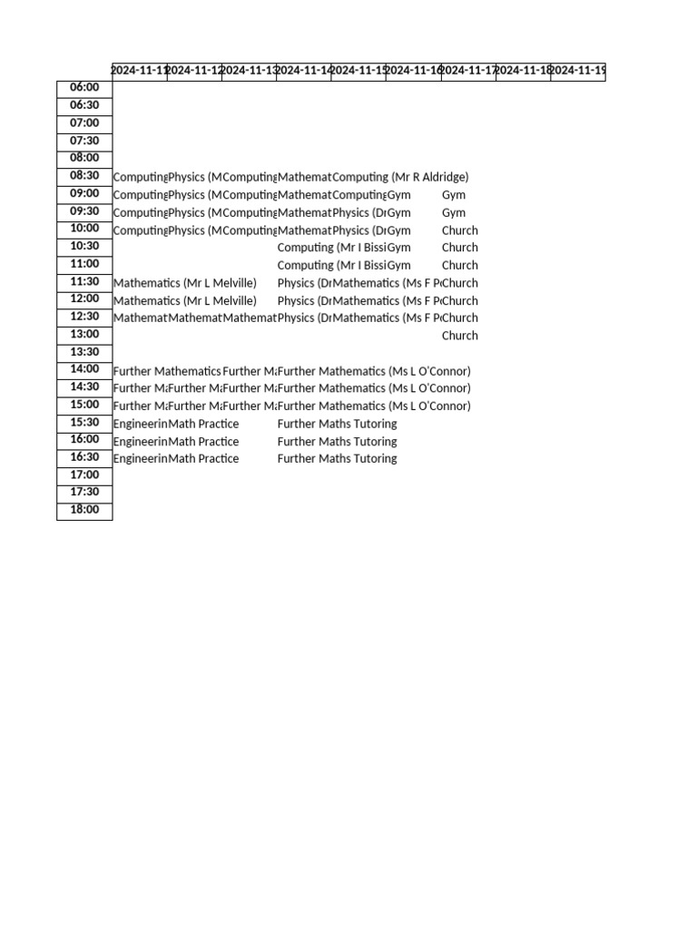 Student Timetable | PDF