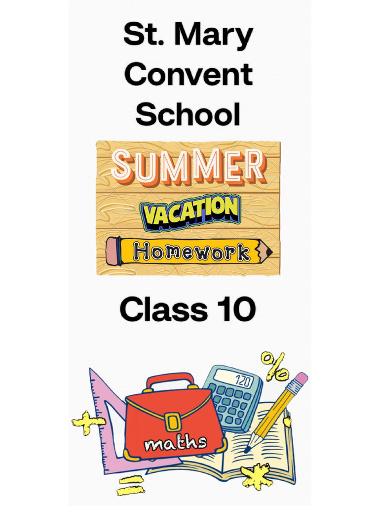 Class 10 Maths Holiday Homework | PDF