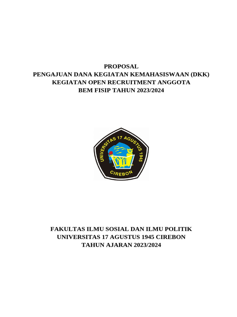 Proposal Fix DKK Bem Fisip 2024 | PDF