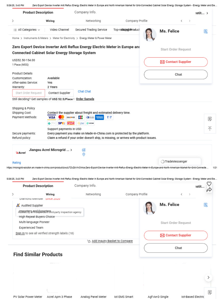 Zero Export Device Inverter Anti Reflux Energy Electric Meter in Europe ...
