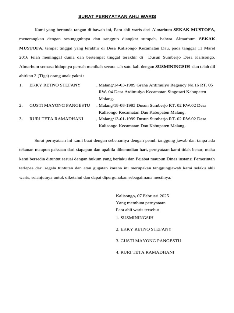 Waris Sekak Mustofa | PDF