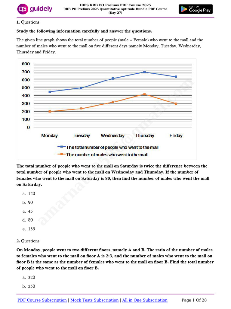 RRB PO Prelims 2025 (Quantitative Aptitude) Day-27 | PDF