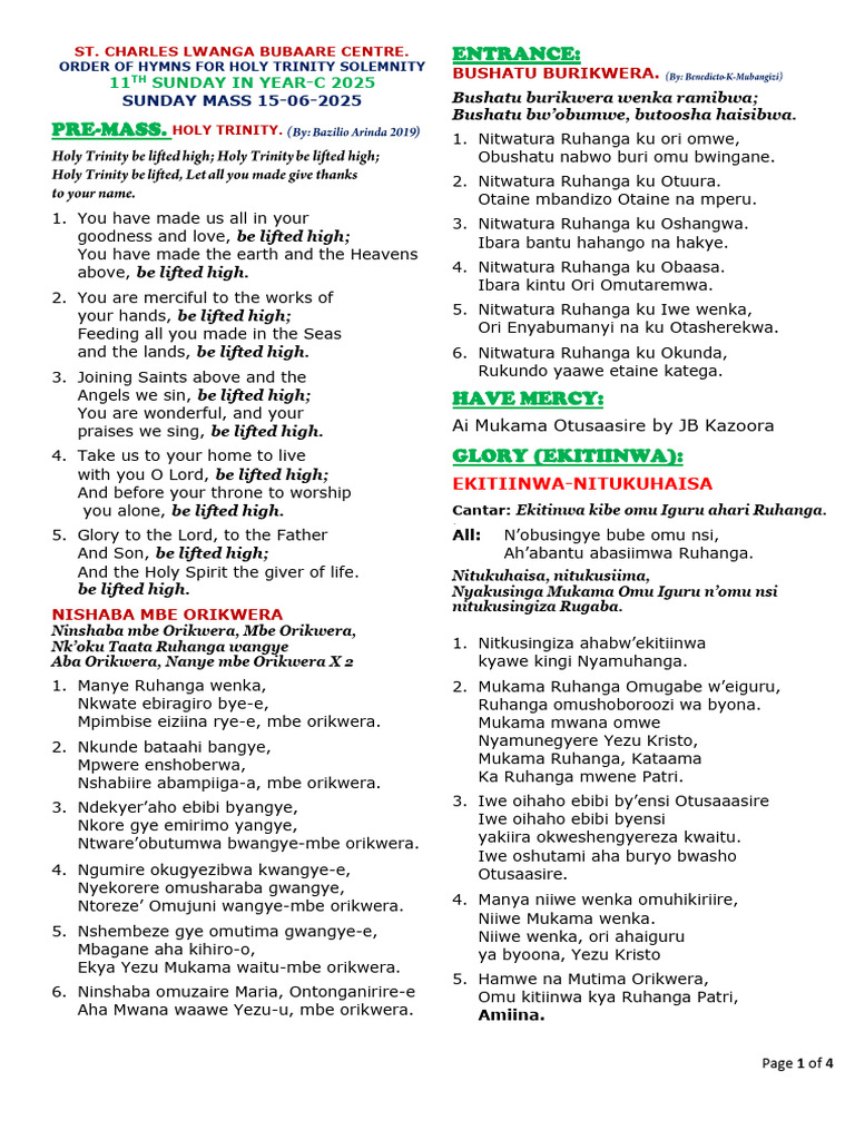Order of Mass Holy Trinity Sunday 15-06-2025 | PDF | Religious Belief ...