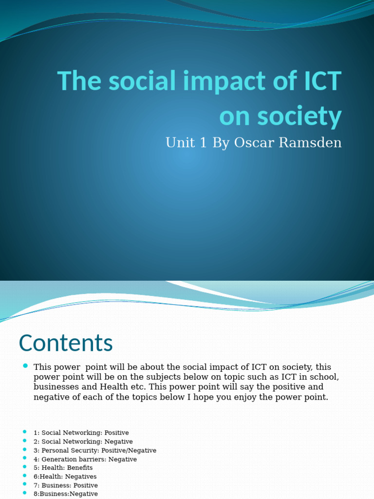 Social Impact of ICT on Society | PDF | Internet | Cyberspace