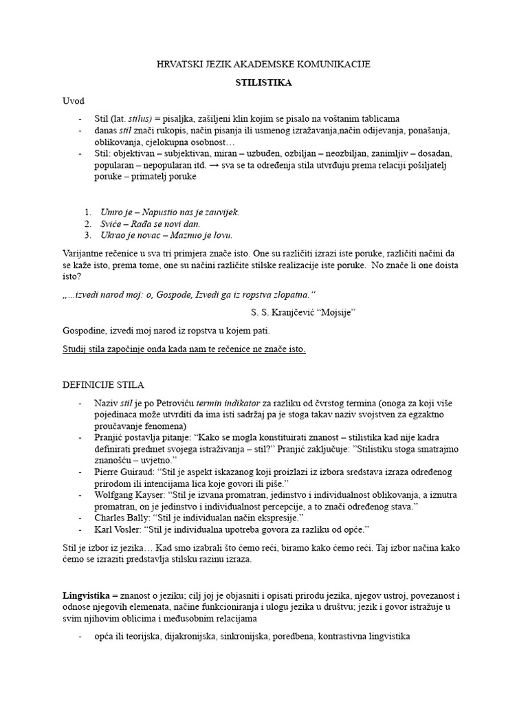 Hrvatski Jezik Akademske Komunikacije Skripta | PDF