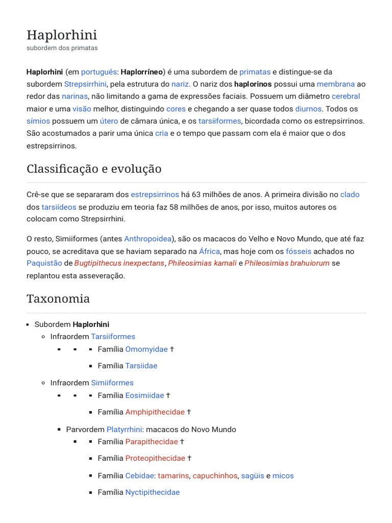 Haplorhini - Enciclopédia Livre | PDF | Taxonomia dos mamíferos ...