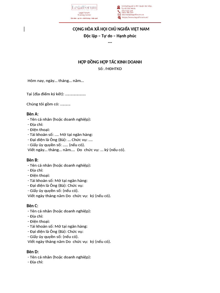 Hop Dong Hop Tac Ver5 | PDF