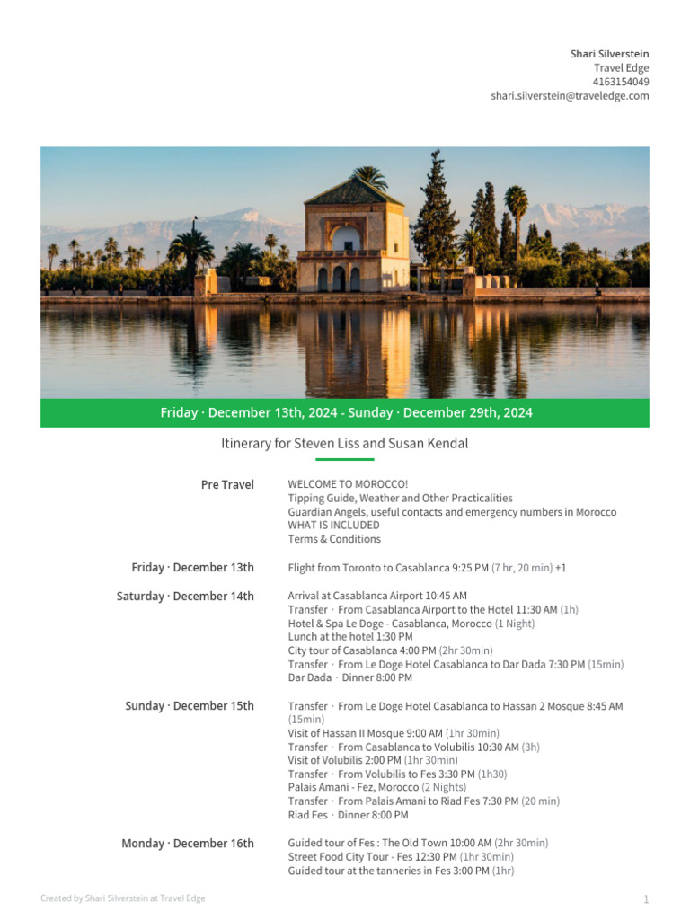 Friday December 13th, 2024 - Sunday December 29th, 2024: Itinerary For ...