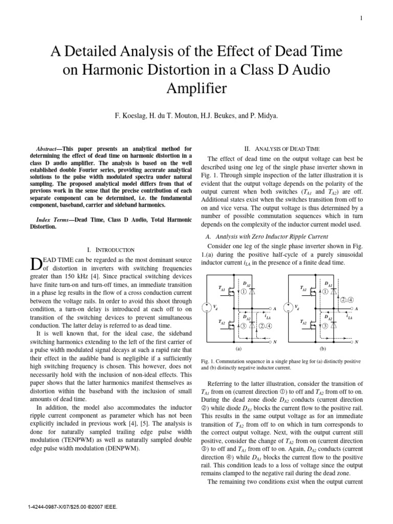 Dead Time Impact on Class D Amplifier Harmonics | PDF | Power Inverter ...