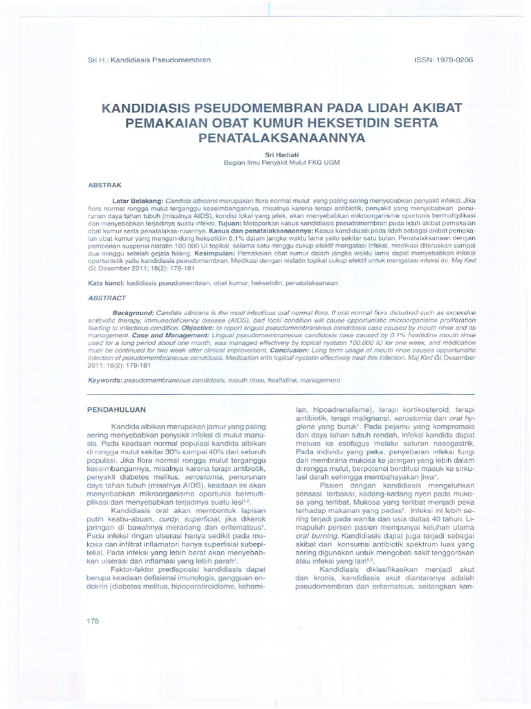 ID Kandidiasis Pseudomembran Pada Lidah Aki | PDF