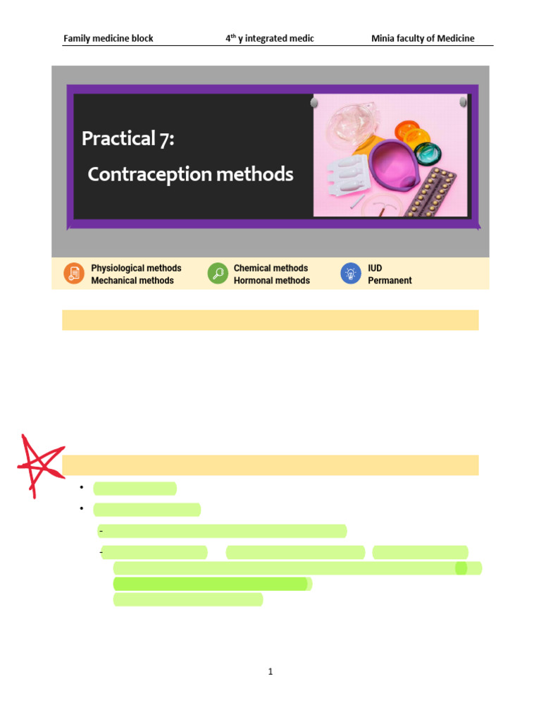 Practical 6_ Contraception Family Medicine 2024 | PDF | Menstrual Cycle ...
