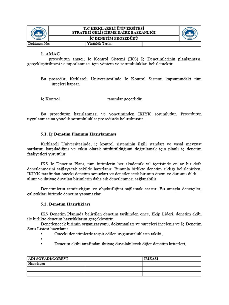 Denetim Prosedürü | PDF