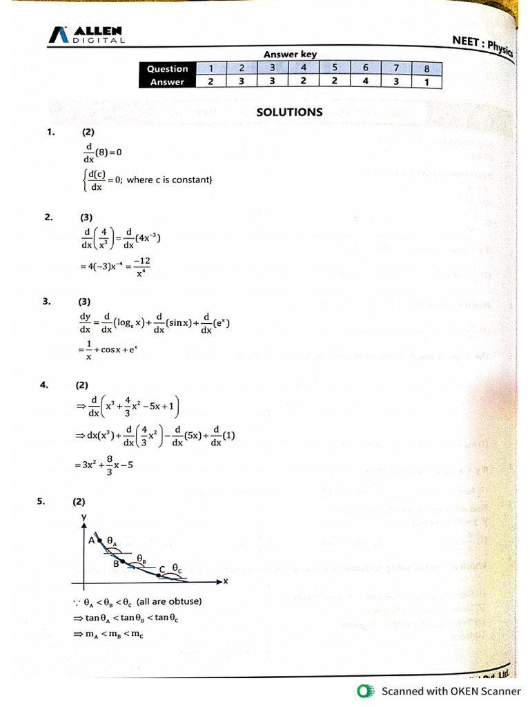 Solution DPP Allen Elementary Calculus | PDF