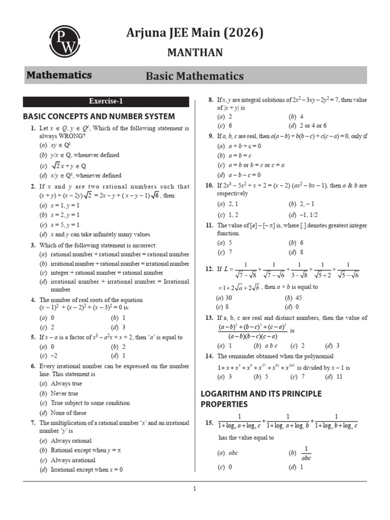 Basic Mathematics - Practice Sheet | PDF | Numbers | Rational Number