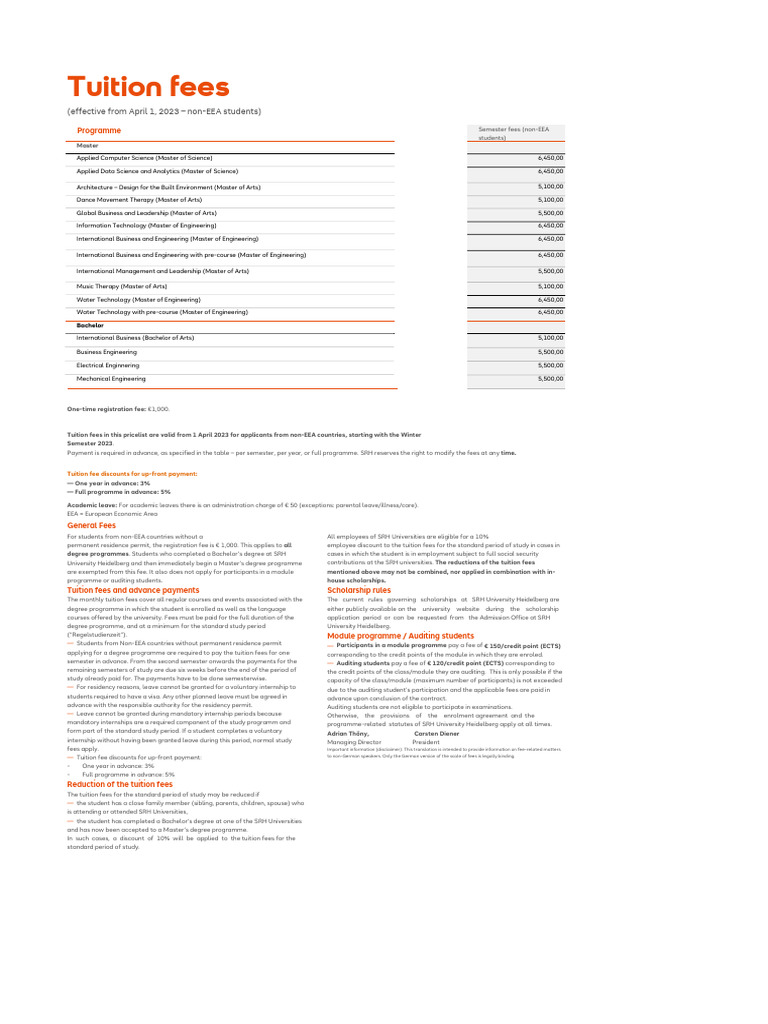Non-EEA Student Tuition Fees Guide | PDF | Academic Degree | Fee