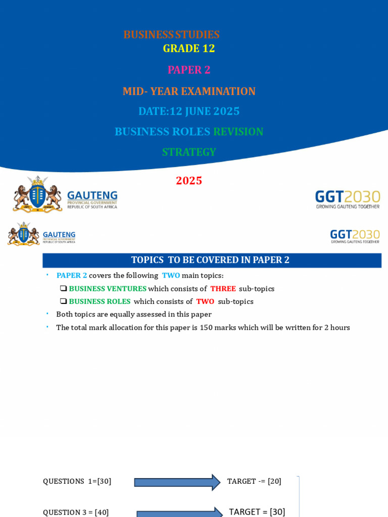 2025 Business Roles Paper 2 Mid - Year Examination Revision Strategy ...