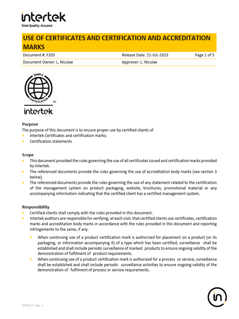 Guidelines for Intertek Certification Marks | PDF | Certification