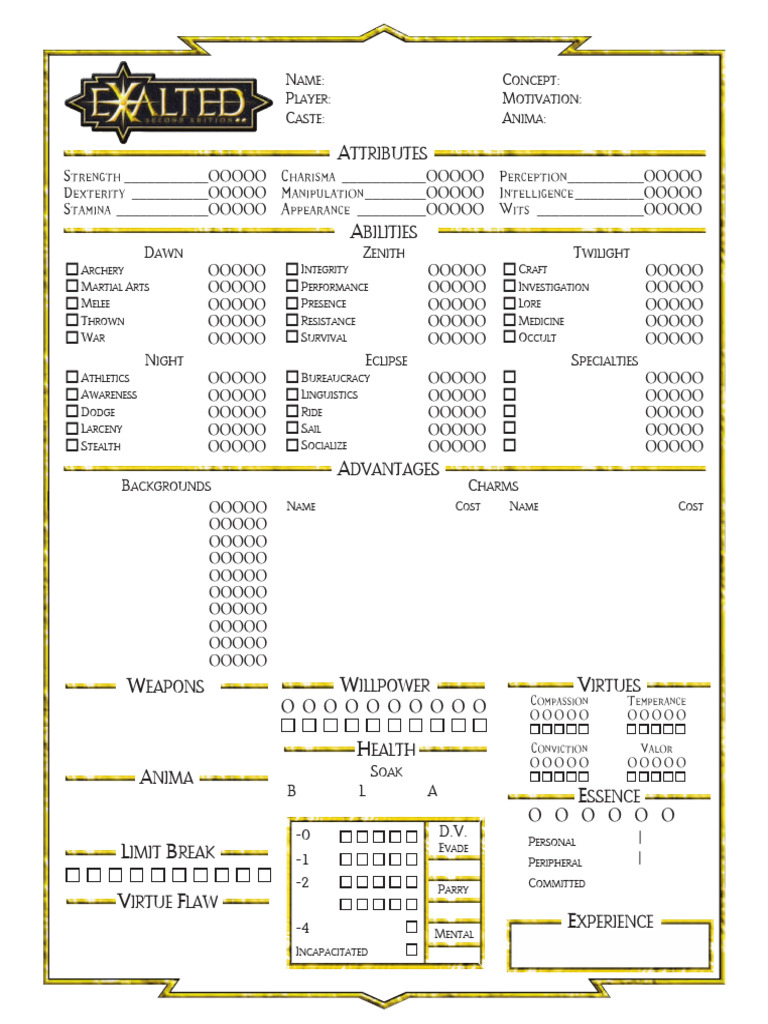 Exalted.2. .Character - Sheet,.editable | PDF