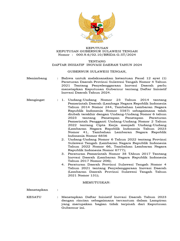 2.daftar Inisiatif Inovasi Daerah Tahun 2024 (Lampiran) | PDF