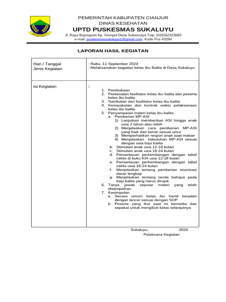 Notulen Kelas Bayi Balita | PDF