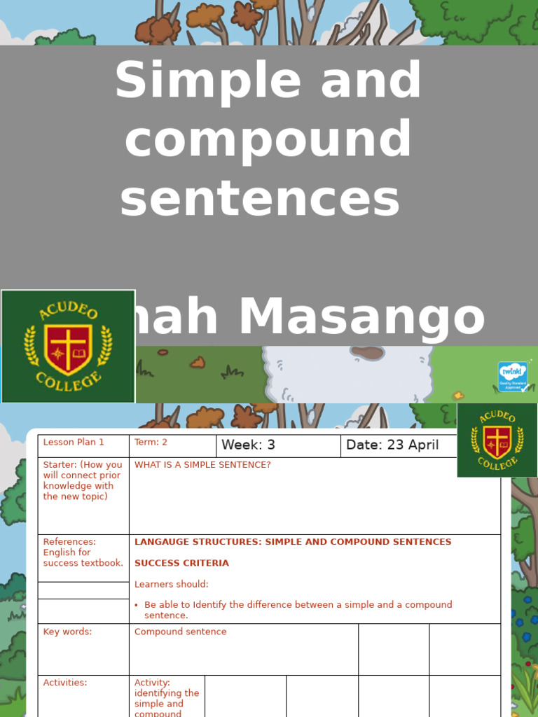 Simple and Compound Sentences 23 APRIL | PDF | Sentence (Linguistics ...