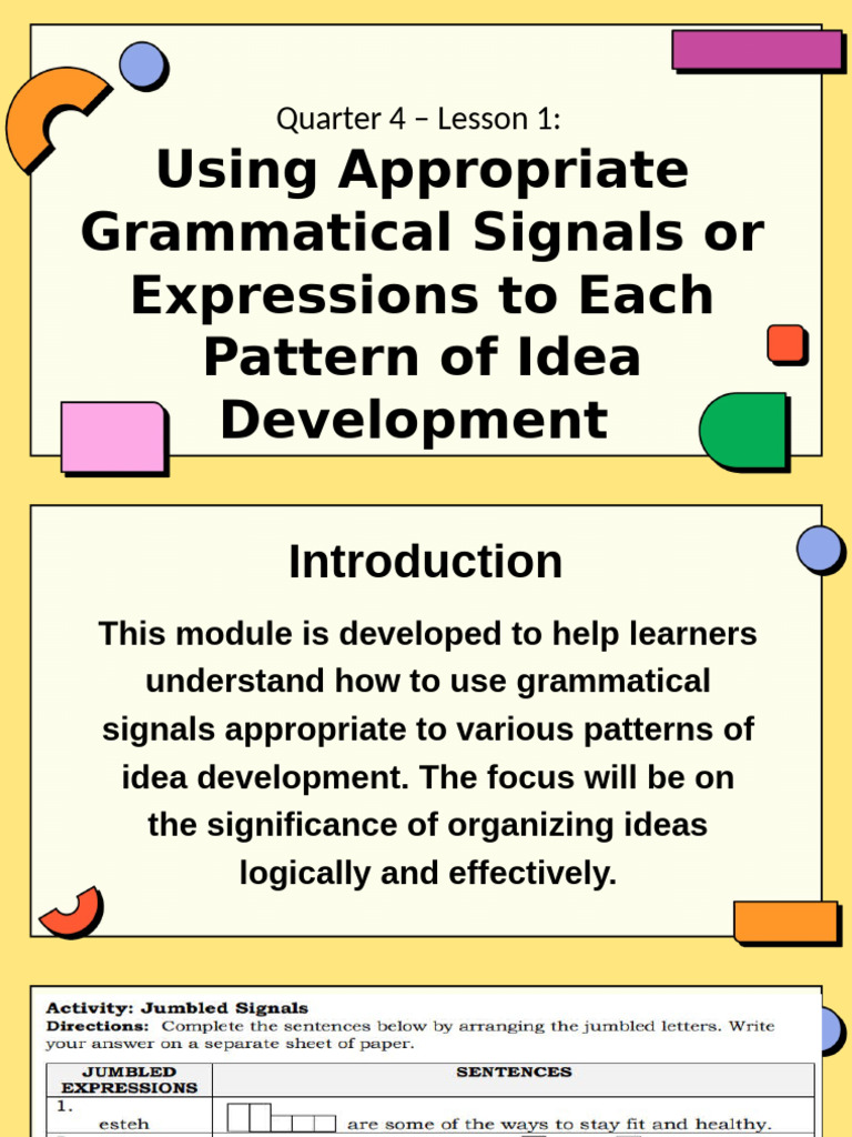 q4. m1 Grammatical Signals | PDF | Persuasion | Causality