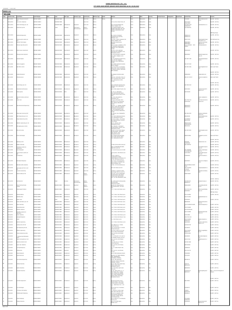 Everex Infotech Pvt. Ltd. - H.O. City-Wise Leads Report (Branch-Wise Grouping) As On: 03/06/2025 ...