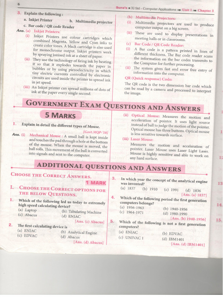 Chapter 1 Computer Application - One Marks | PDF