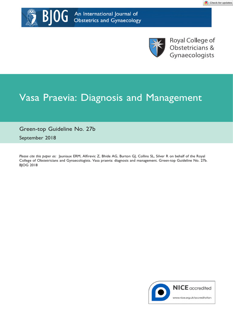 BJOG - 2018 - Jauniaux - Vasa Praevia Diagnosis and Management | PDF ...