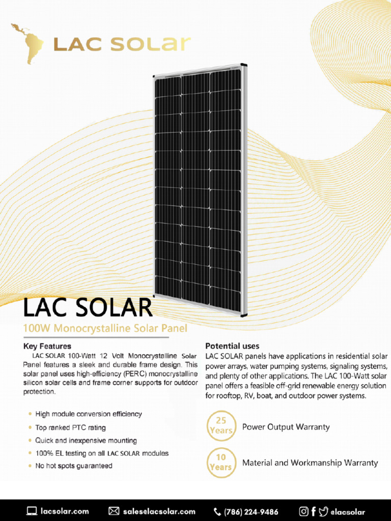 100W Panel Datasheet | PDF