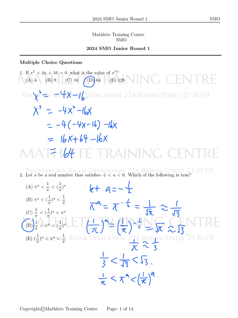 SMO Junior 2024 Rd1 Solutions | PDF | Circle | Classical Geometry