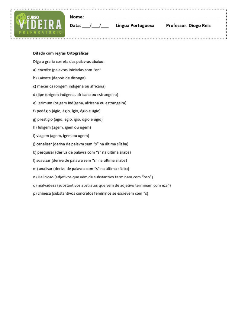 Ditado Com Regras Ortográficas | PDF