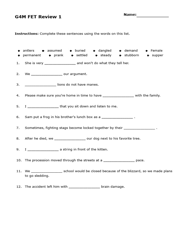 FET Review 1 - Student | PDF