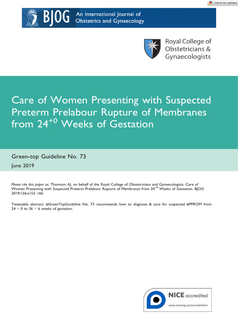 Guidelines for Managing PPROM in Pregnancy | PDF | Preterm Birth ...