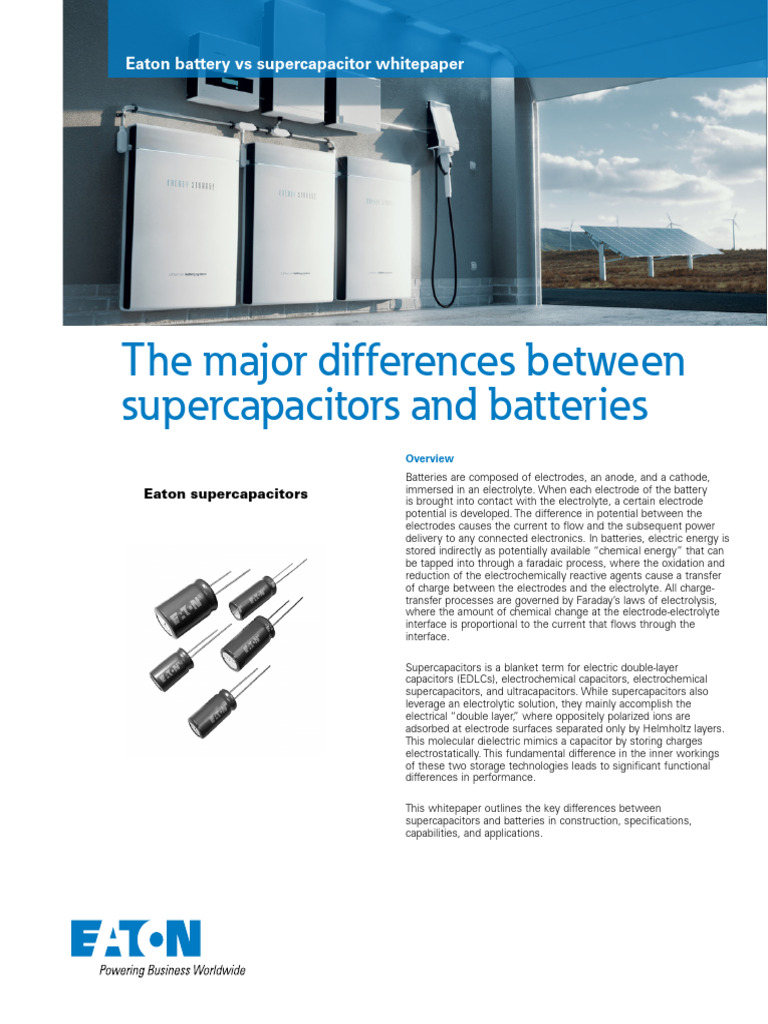 Eaton Supercapacitor Vs Batteries White Paper Elx1150 en | PDF ...