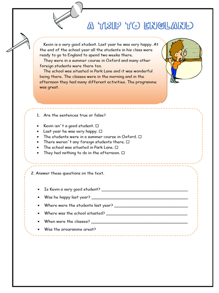 A Trip To England Reading Comprehension | PDF