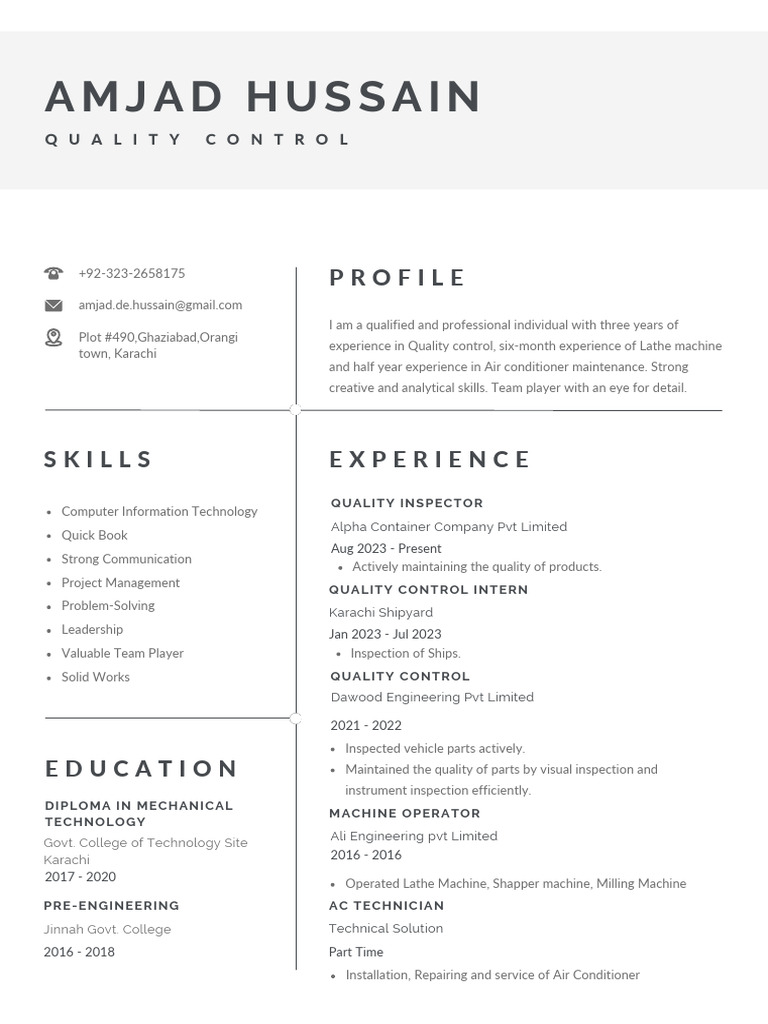 Grey Clean CV Resume Photo | PDF