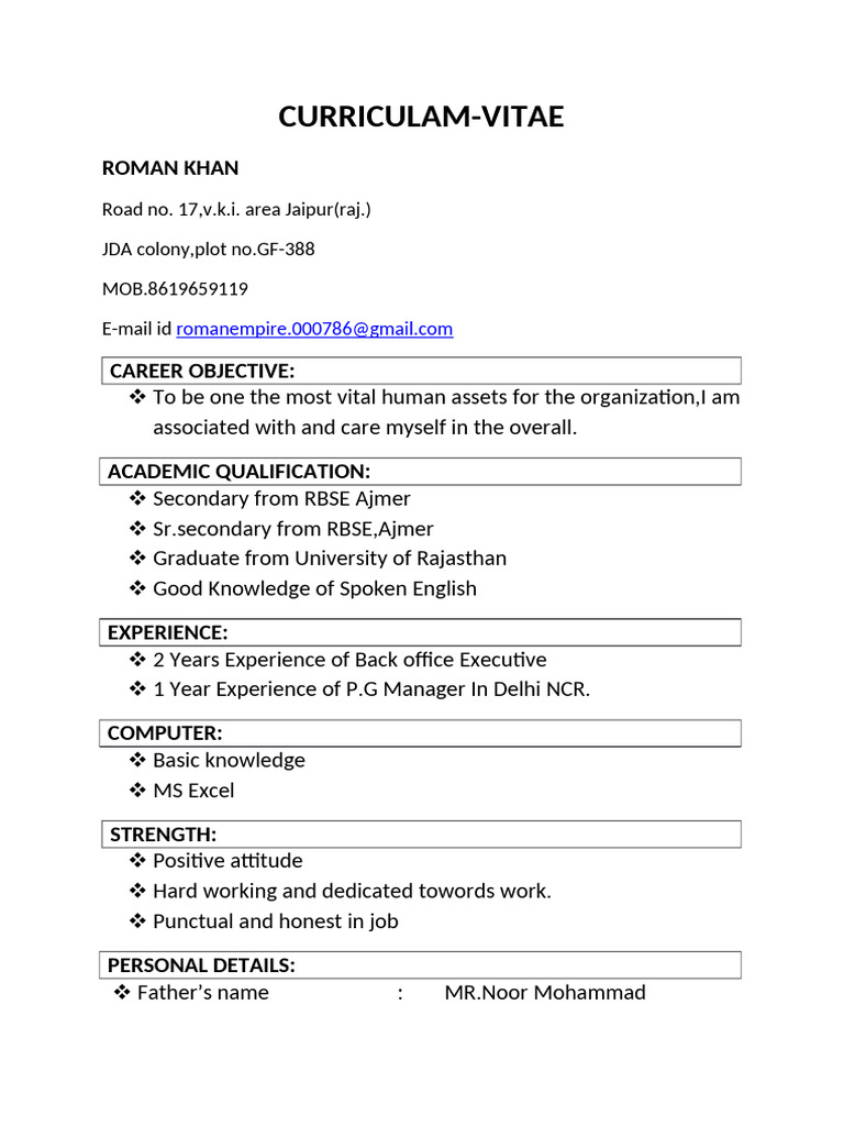 CV Roman | PDF