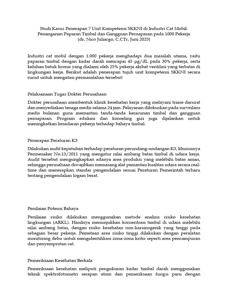 Penanganan Paparan Timbal Dan Gangguan Pernapasan Pada 1000 Pekerja | PDF