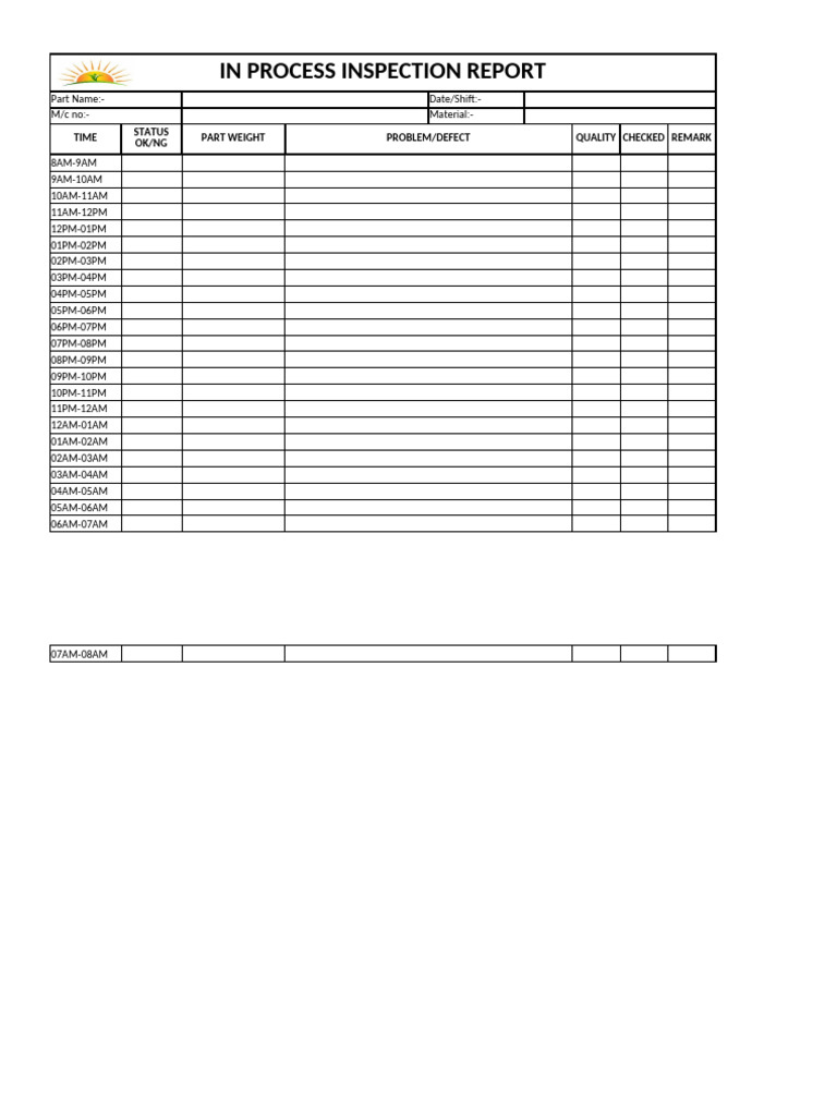 In Process Inspection Report | PDF