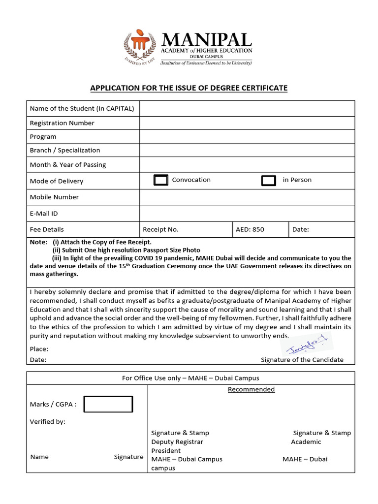 Application For DEGREE CERTIFICATE-JUNE2021-JENNIFER | PDF