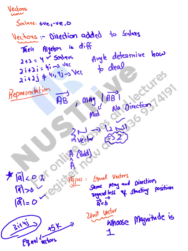 Vectors Notes 1 - NUSTrive by Nowsherwan | PDF