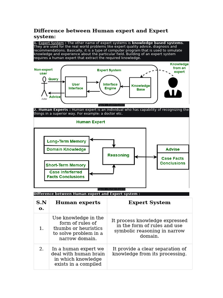 Difference Between Human Expert and Expert System. | PDF | System ...