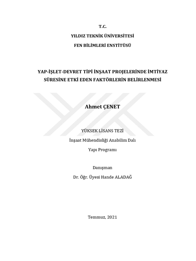 YAP LET Devret T P N AAT Projeler NDE MT YAZ Süres NE ETK Eden Faktörler N BEL Rlenmes | PDF