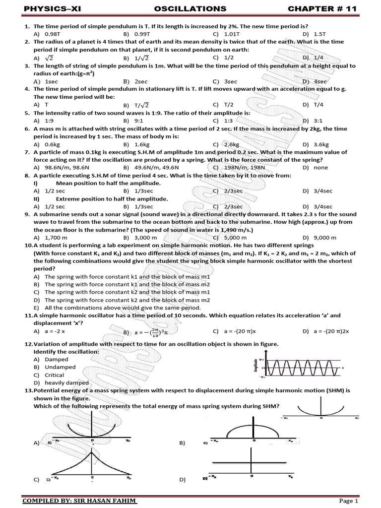 Oscillations: Physics XI Chapter 11 | PDF | Oscillation | Waves