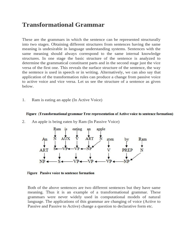 Transformational Grammar. | PDF | Parsing | Lexicon
