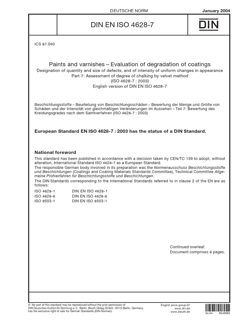ISO 4628-7: Chalking Assessment Method | PDF | International ...