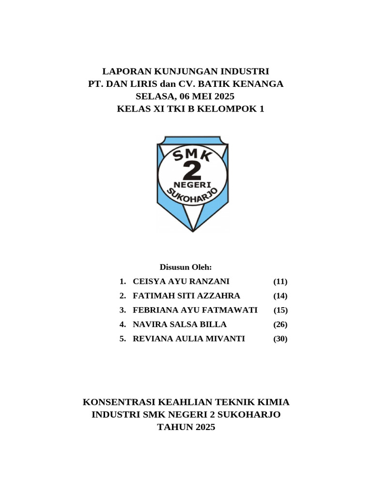Kunjungan Industri PT. Dan Liris | PDF