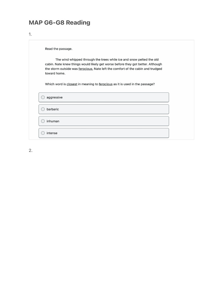 MAP G6-G8 Reading Quiz | PDF
